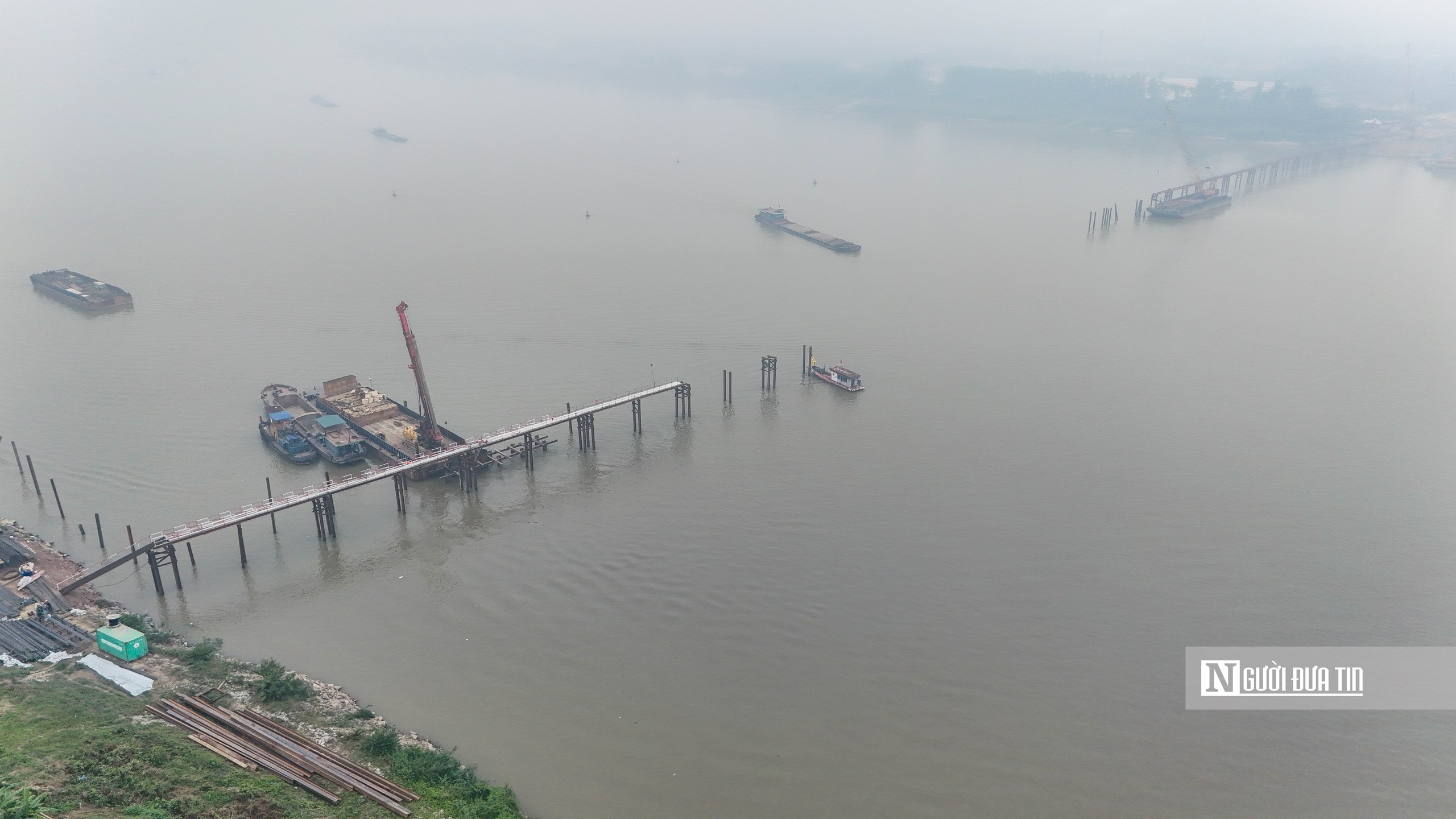 Toàn cảnh thi công cầu Vân Phúc hơn 3.000 tỷ vượt sông Hồng