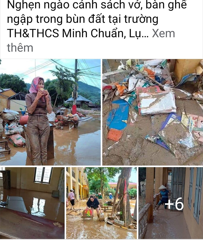 Cận cảnh vẻ đẹp của cô giáo vùng cao lấm lem bùn đất dọn trường sau lũ